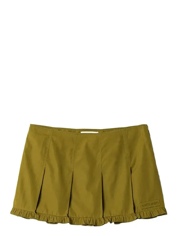 Miu Miu Poplin Pleated Miniskirt - Olive Green