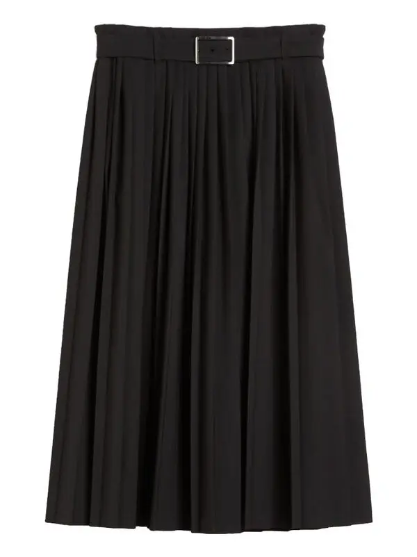 Max Mara Plissé-pleated Gabardine Midi Skirt - Black