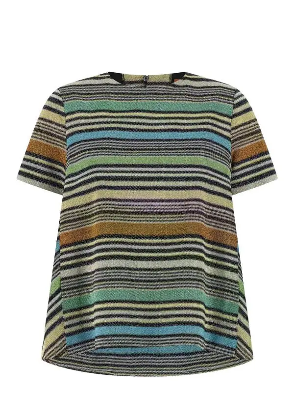 Missoni Lamé Striped Asymmetric-hem T-shirt - Black