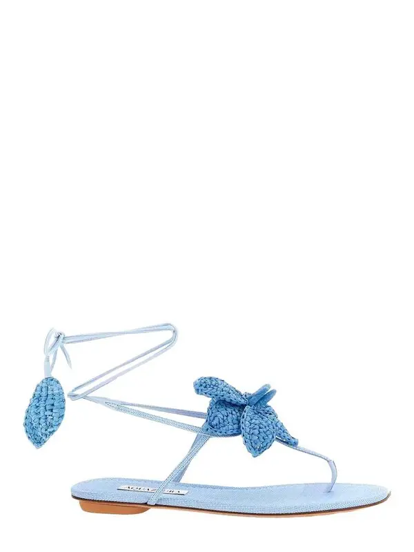 AQUAZZURA Calypso Raffia-embellished Sandals - Blue