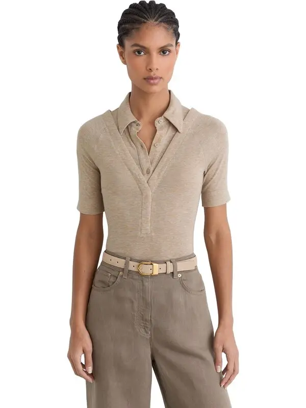 REISS Shona Collar-insert Jersey-knit Top With Wool - Oatmeal Neutral