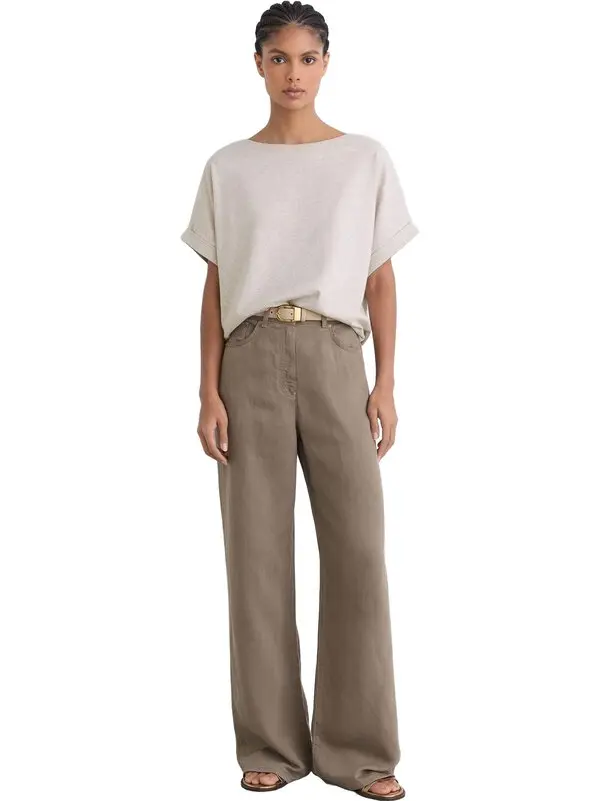 REISS Sia Cotton Relaxed Fit T-shirt - Neutral Marl