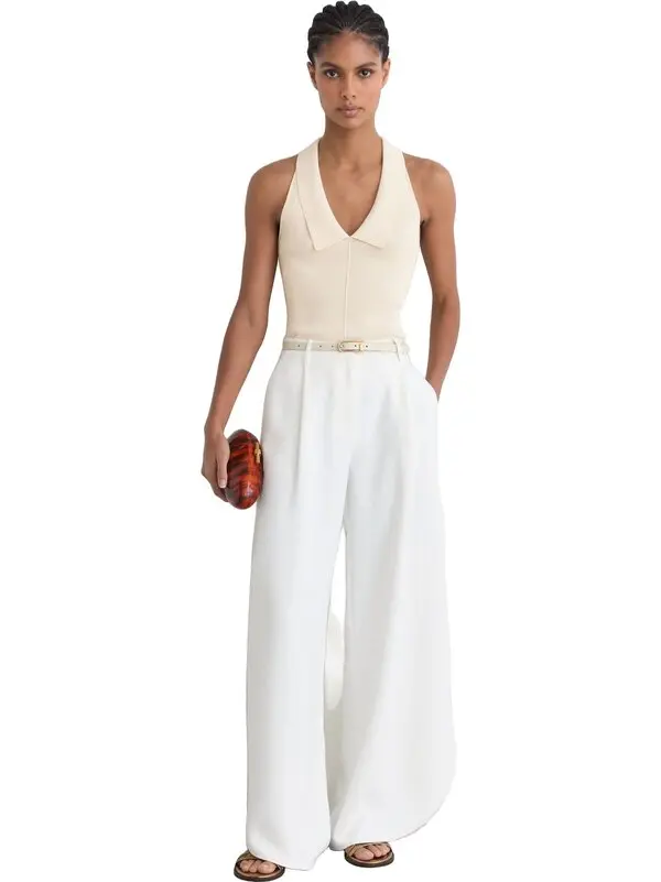 REISS Vera Collared Rib-knit Vest - Ivory