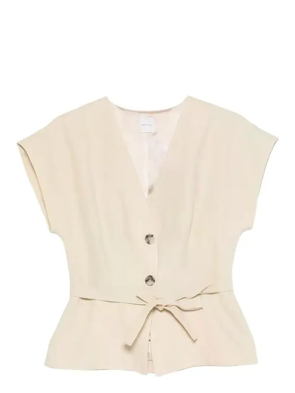 Paul Smith Belted V-neck Top - Neutrals