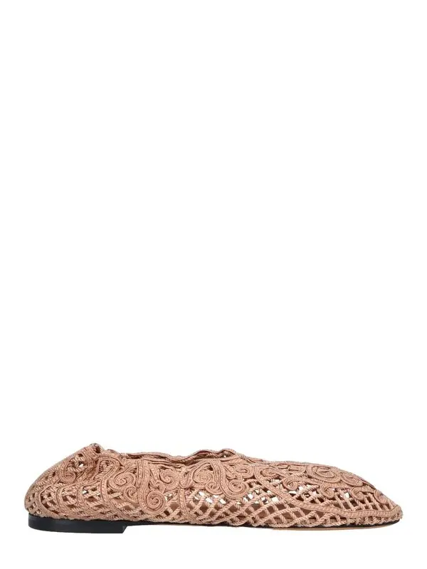 ODISSI Iris Crochet Ballet Flats - Beige