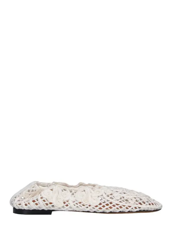 ODISSI Iris Crochet Ballet Flats - White