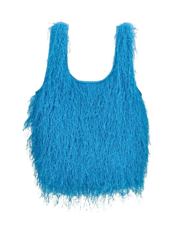 Dries Van Noten Fringe "marche" Tote Bag - Light Blue