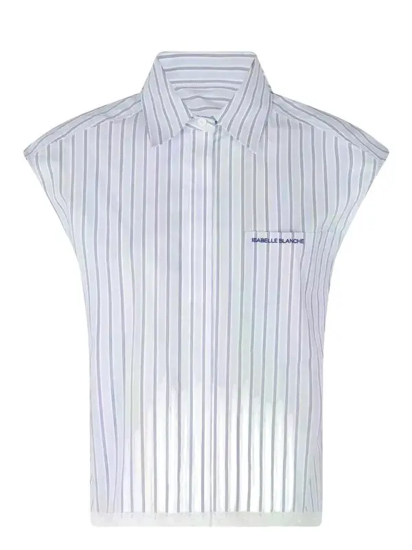 ISABELLE BLANCHE Striped Lace-trim Shirt - Blue