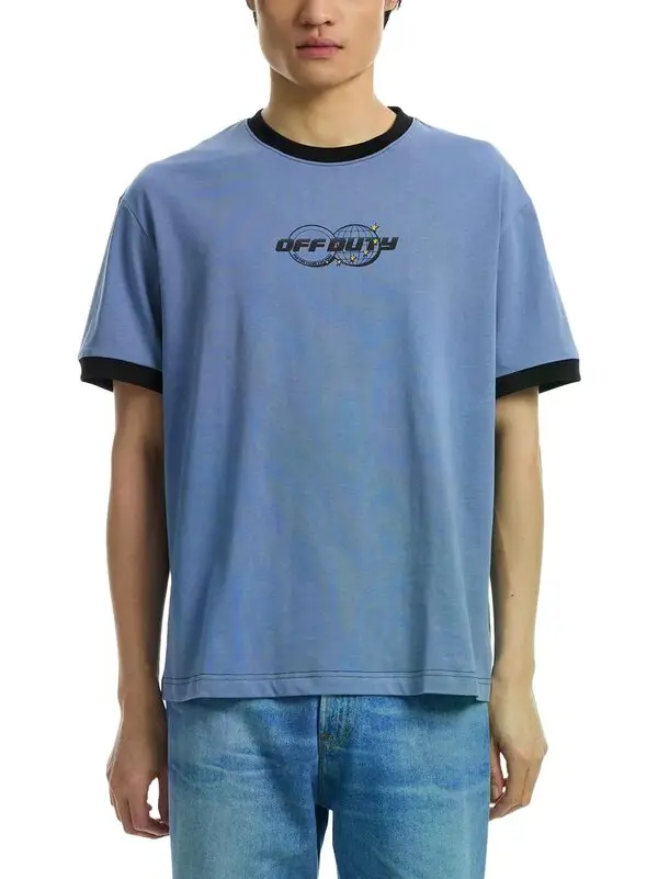 OFF DUTY Logo-print Ringer T-shirt - Blue