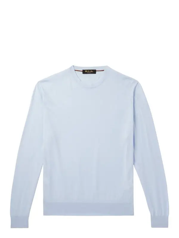 Loro Piana Ice Wish™ Sea Island Cotton Crewneck Sweater - Blue