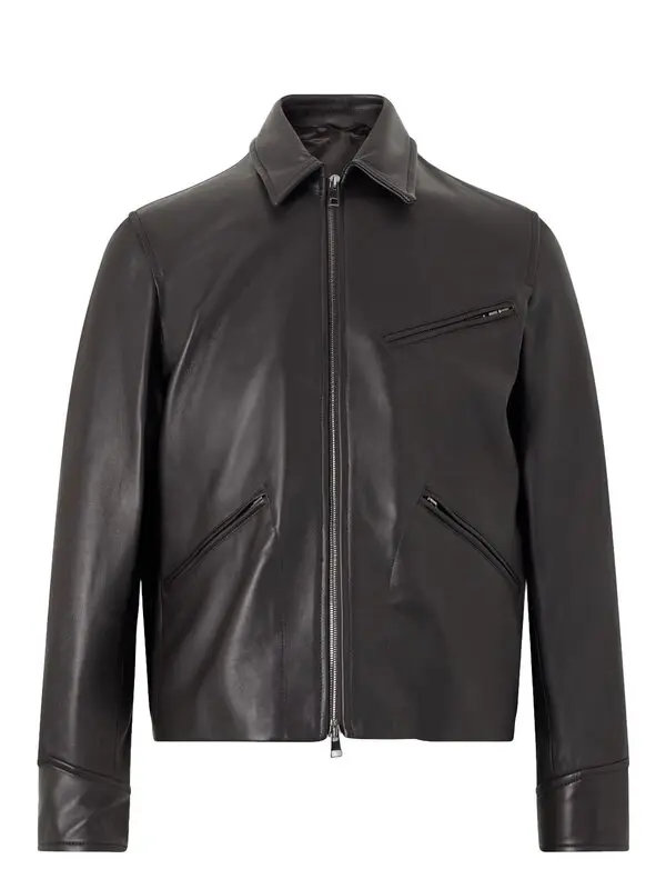 J. MUESER Racer Leather Jacket - Brown
