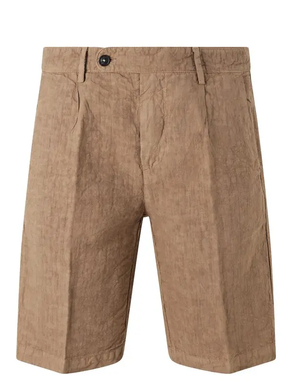 Massimo Alba Alaccia Straight-leg Pleated Linen Shorts - Brown
