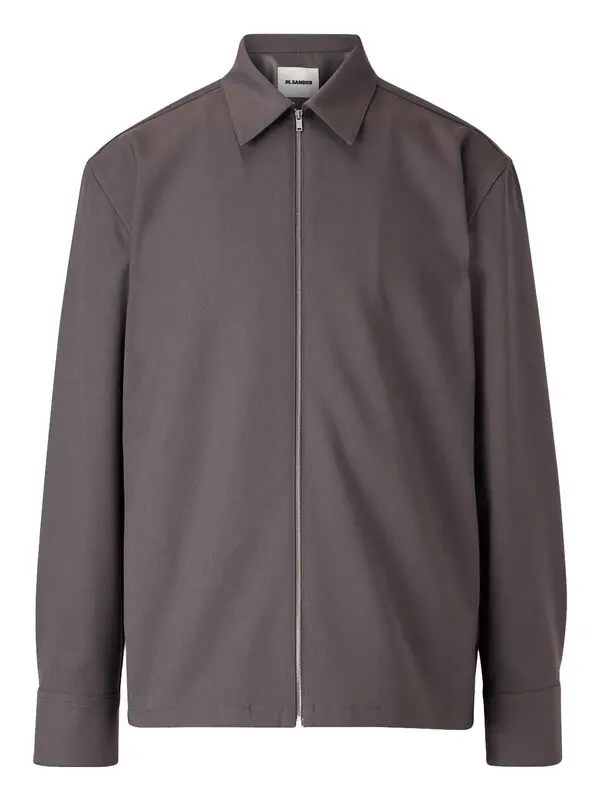 JIL SANDER Twill Zip-up Overshirt - Gray