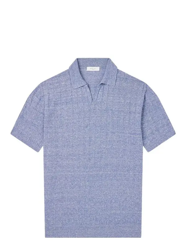 Boglioli Ribbed Linen And Cotton-blend Polo Shirt - Blue