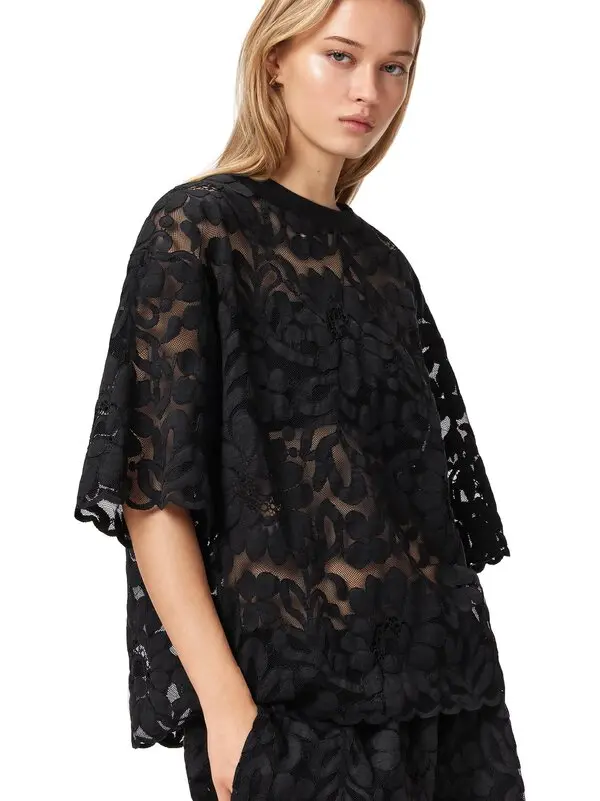 ALLSAINTS Amelie Lace T-shirt - Black