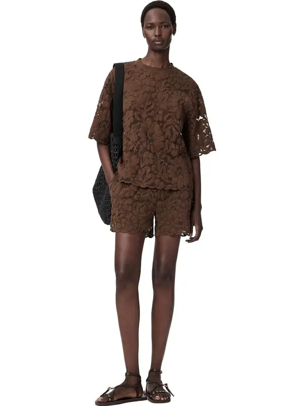 ALLSAINTS Amelie Lace T-shirt - Brown