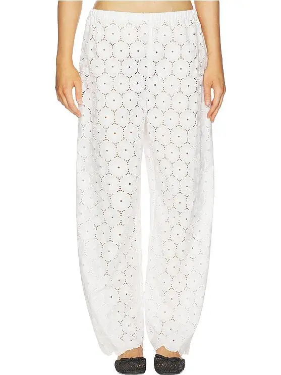 Faithfull The Brand Guipure Lace Wide Leg Trousers - Dolce Broderie White