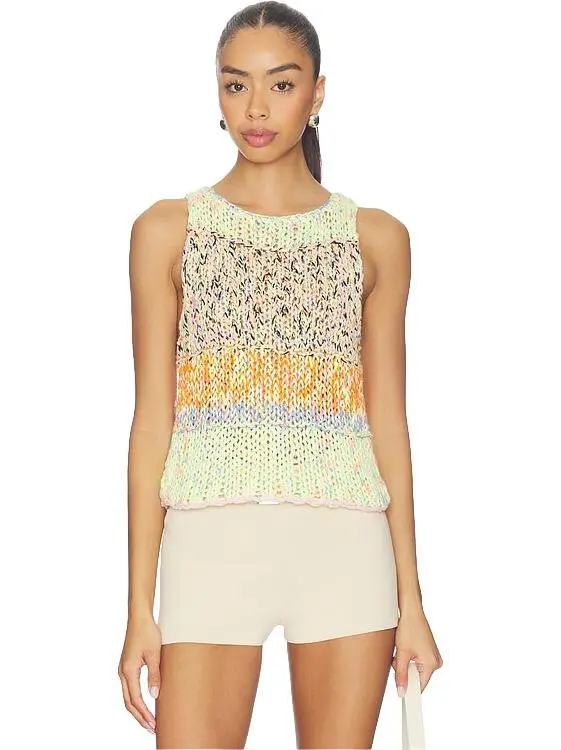 Free People Flea Market Knit Tank - Green Combo