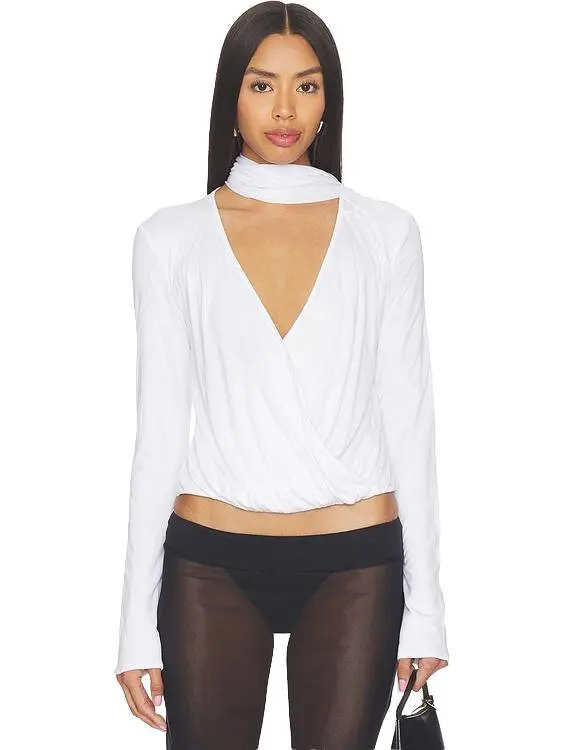 With Jéan Long Sleeve Wrap Top - White
