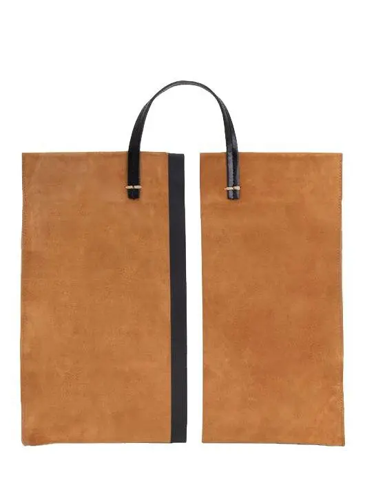 Clare V. Striped Suede Tote - Camel