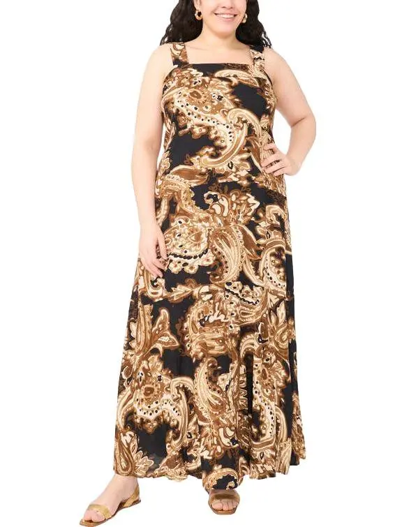 Vince Camuto Print Sleeveless Maxi Dress - Rich Black