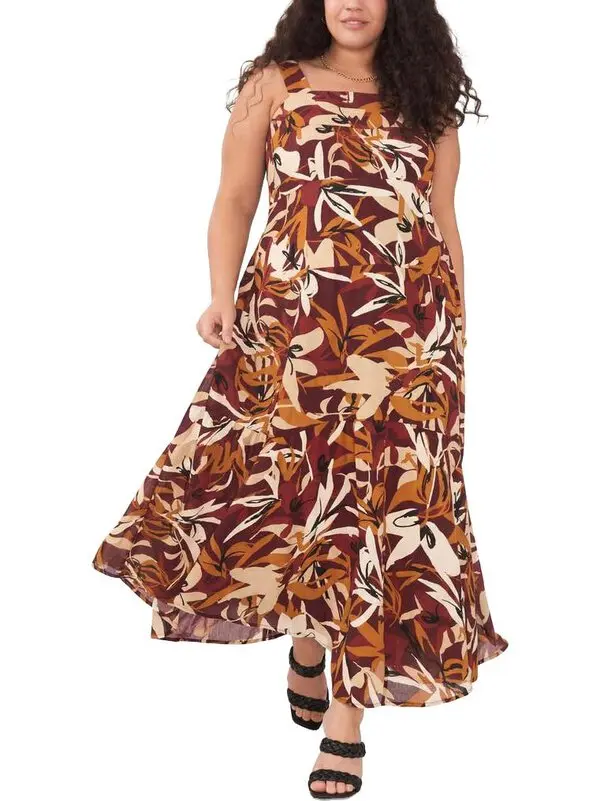 Vince Camuto Printed Sleeveless Maxi Dress - Rust