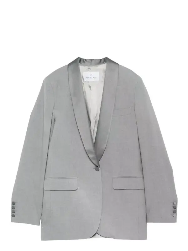MANUEL RITZ Satin Lapel Single-button Blazer - Grey