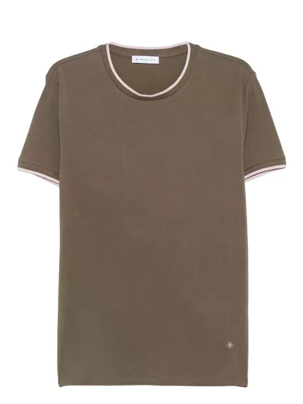 MANUEL RITZ Contrast-trim T-shirt - Brown