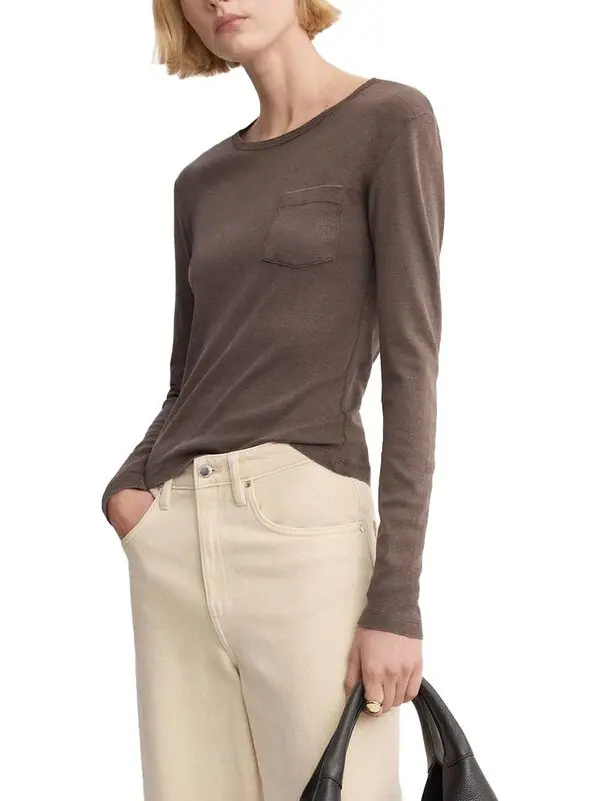 Mango Regular Fit Long Sleeve T-shirt - Brown