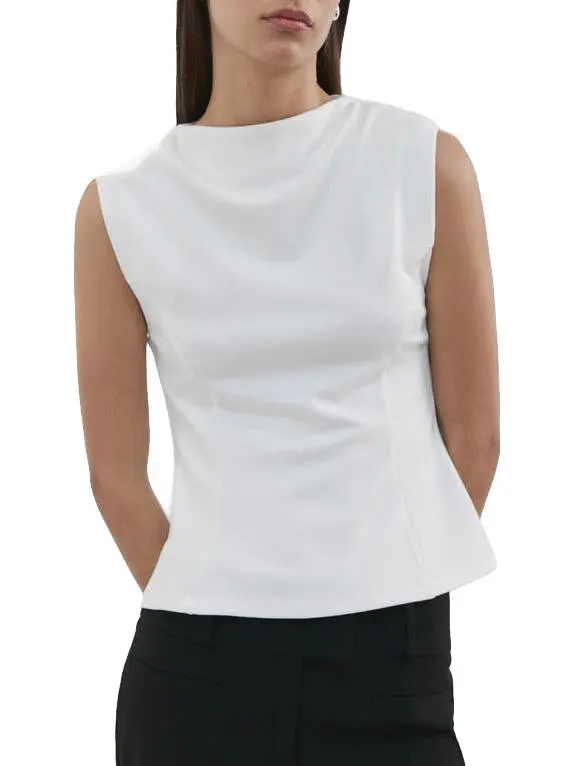 Mango Sleeveless Flare Top With Shoulder Pads - Off White