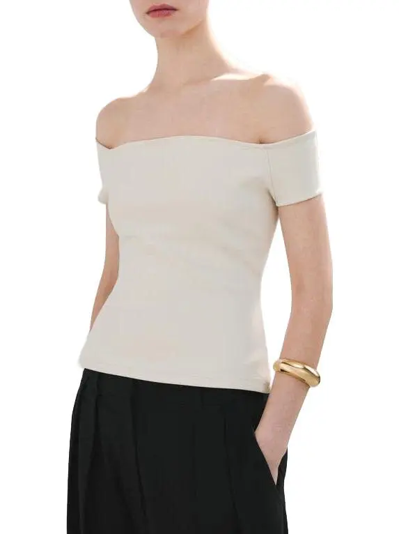 Mango Off-the-shoulder Top - Ivory