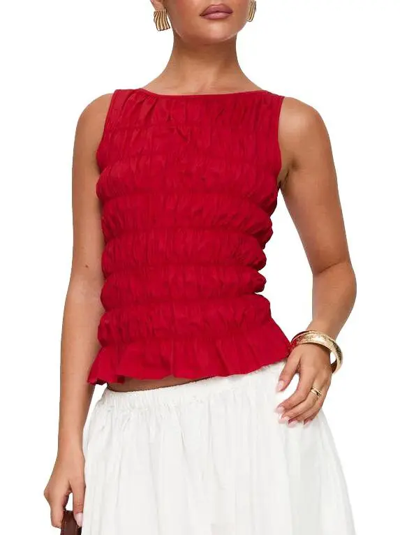 Princess Polly Marleene Smocked Tank - Red