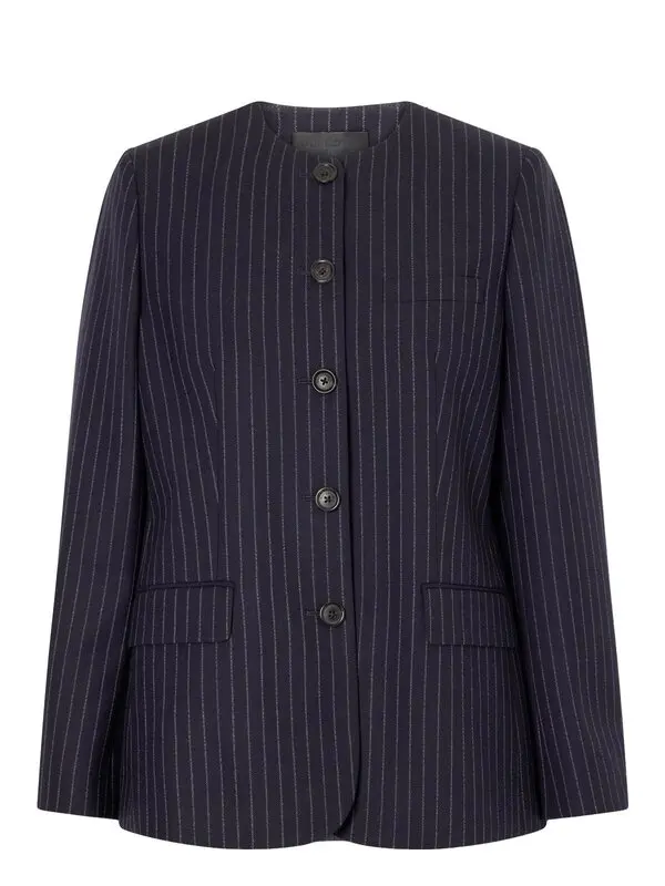 NILI LOTAN Gertrude Pinstripe Wool-twill Jacket - Blue
