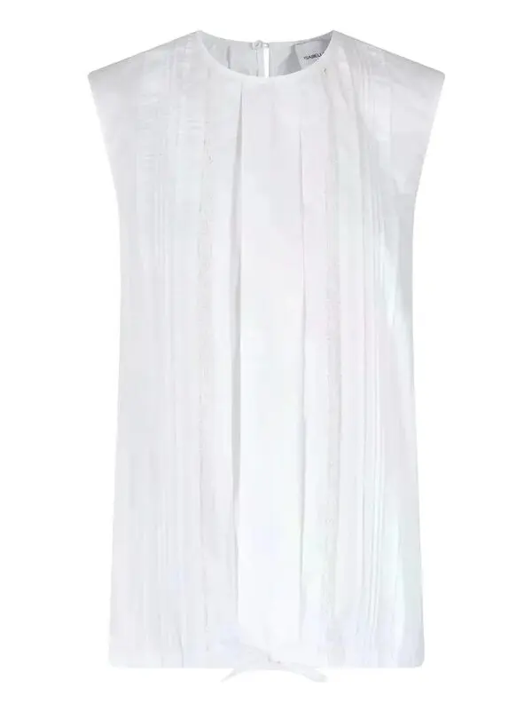ISABELLE BLANCHE Lace-trimmed Pleated Blouse - White