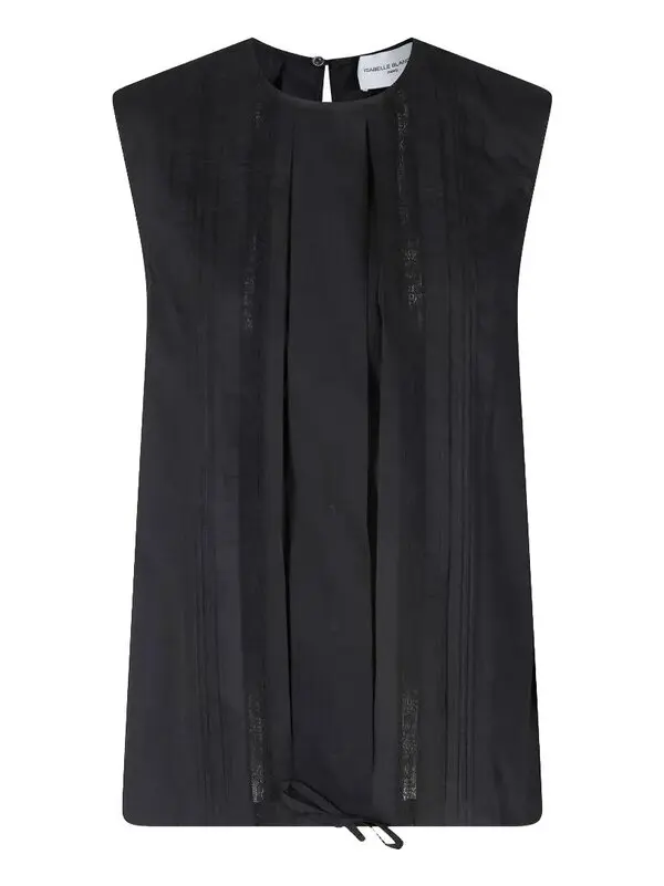 ISABELLE BLANCHE Lace-trim Pintuck-detail Blouse - Black