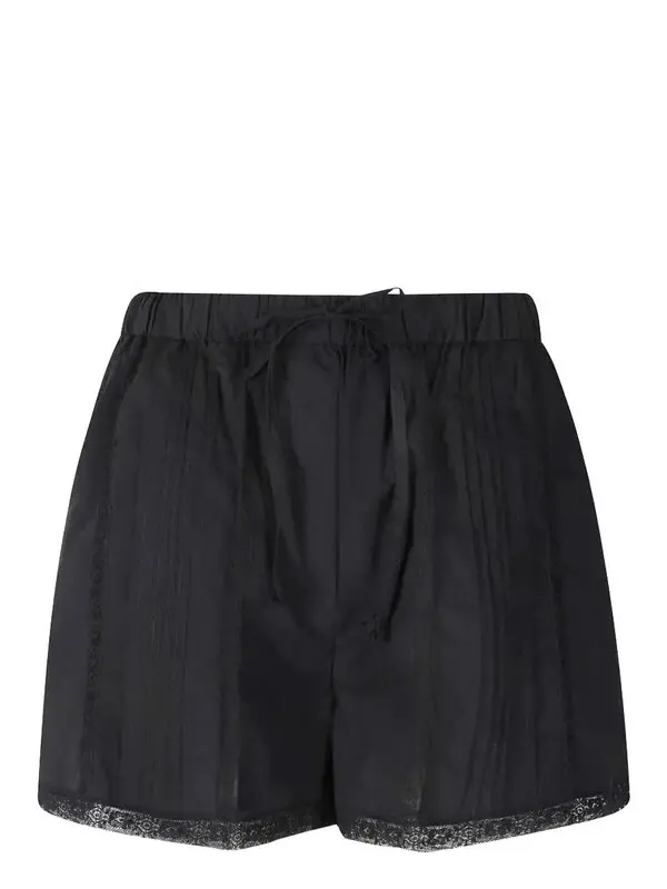 ISABELLE BLANCHE Lace-trim Pintuck-detail Shorts - Black