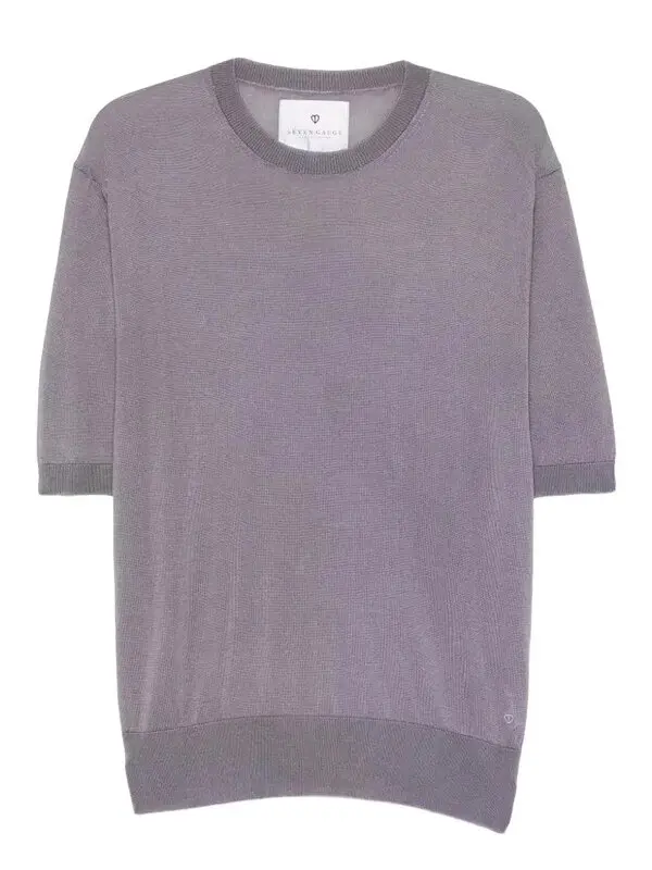 SEVEN GAUGE Ribbed-trim Short-sleeve Sweater - Purple