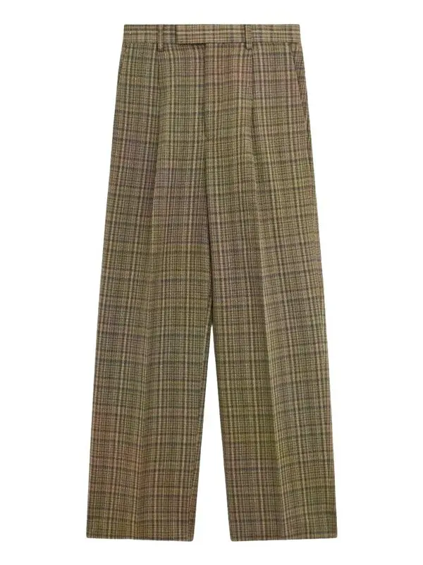 Auralee Check-pattern Pleated Trousers - Brown
