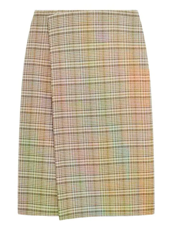 Auralee Check-pattern Midi Skirt - Neutrals