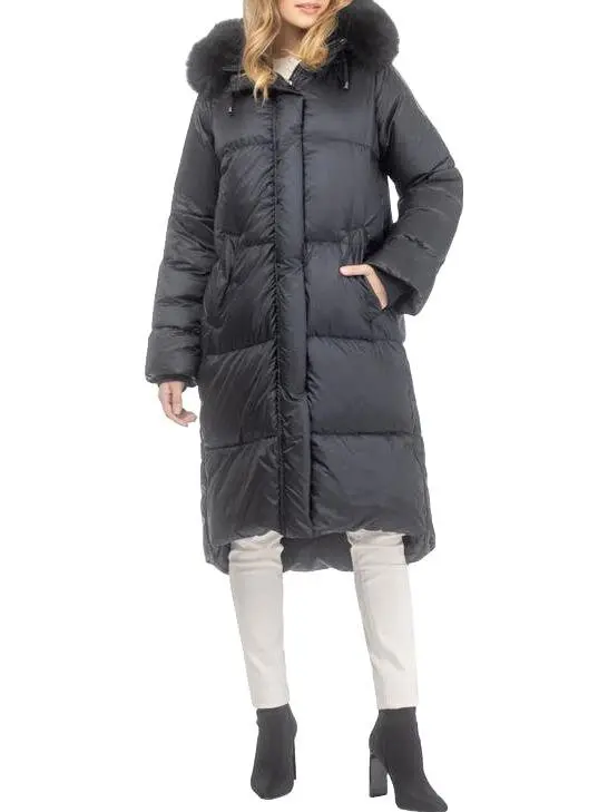 Gorski Long Puffer Parka With Detachable Shearling Hood - Black/black
