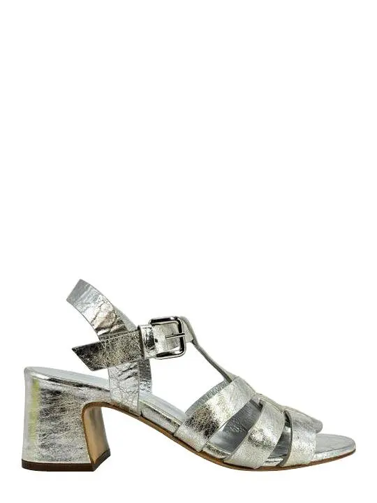 MADISON MAISON Metallic Caged Gladiator Sandals - Silver