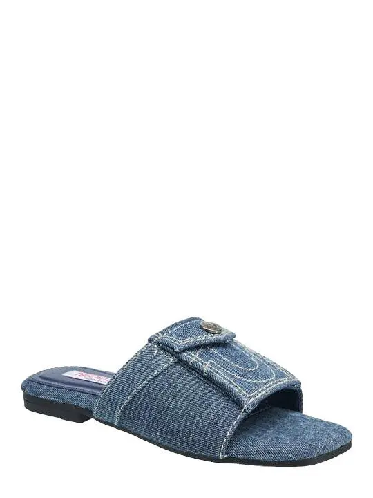 True Religion Pocket Detail Sandals - Denim