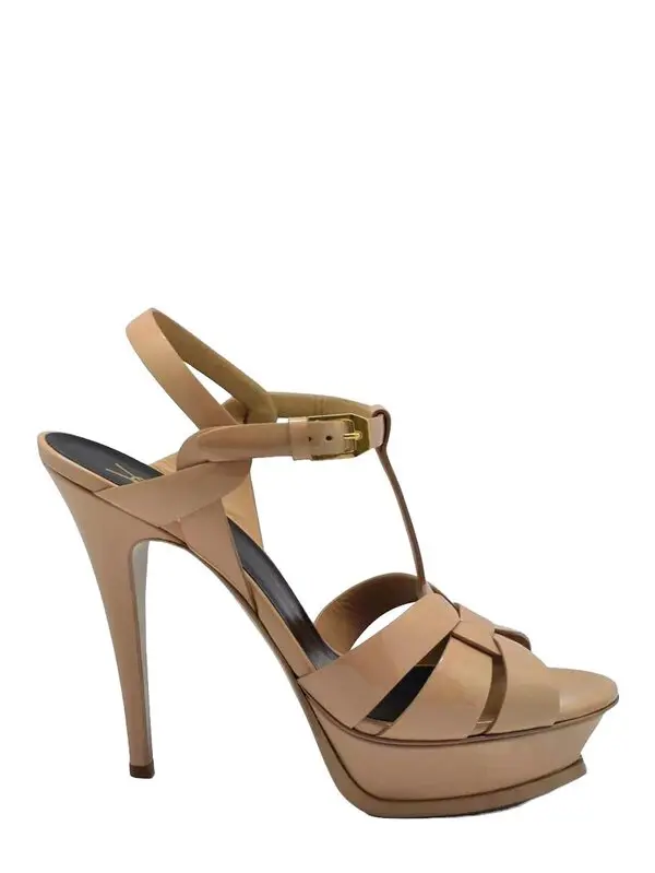 Saint Laurent Leather Platform Sandals - Neutrals