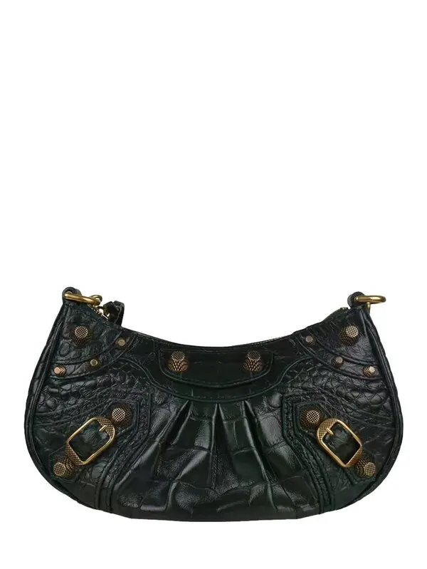 Balenciaga Crocodile-embossed Leather Shoulder Bag - Green