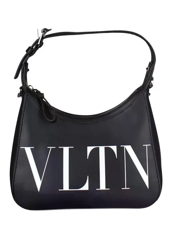 Valentino Garavani Logo Leather Shoulder Bag - Black