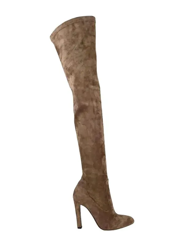 Ralph Lauren Suede Almond-toe Thigh-high Boots - Brown