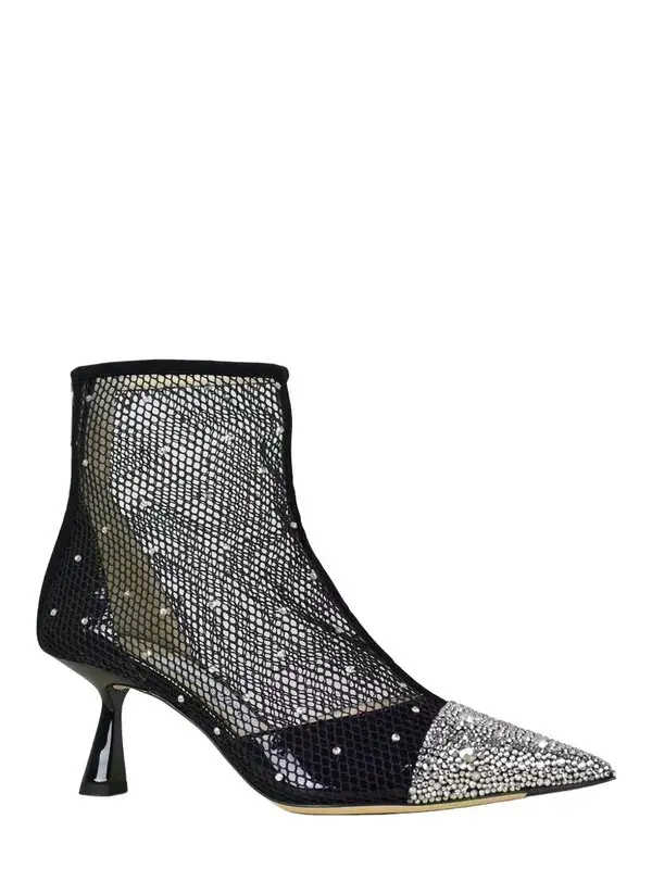 JIMMY CHOO Embellished Mesh Pointed Toe Boots - White
