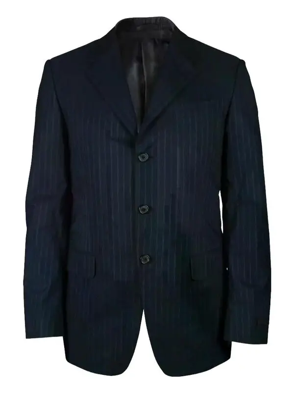 Prada Striped Cotton Button-up Jacket - Blue