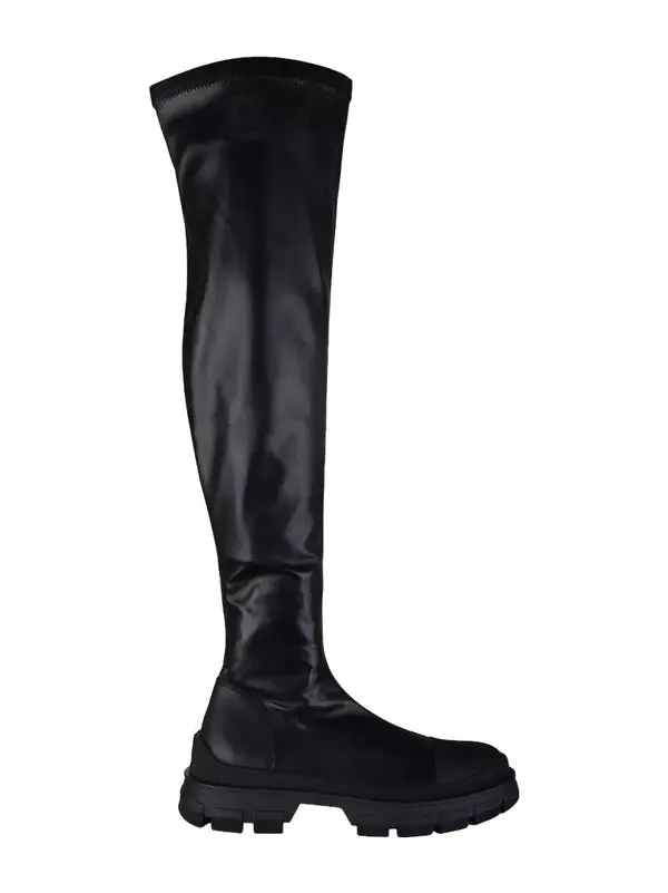 Moncler Hevea Logo Patch Over The Knee Boots - Black