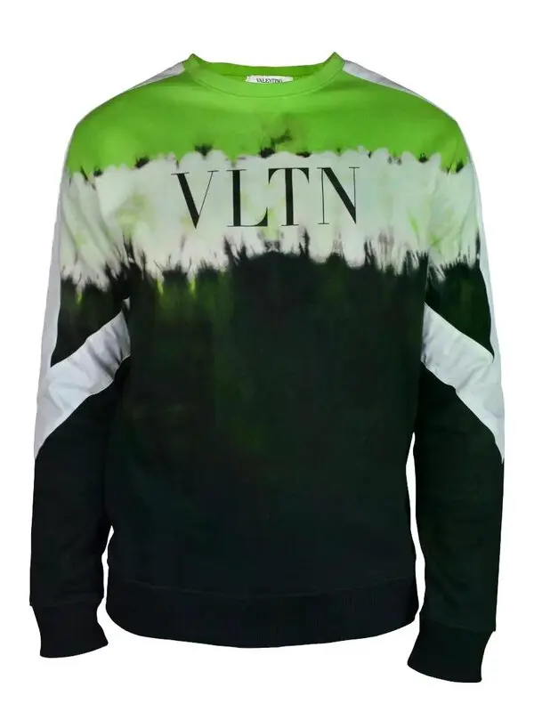 Valentino Garavani Tie-dye Vltn Printed Crew Neck Sweater - Black